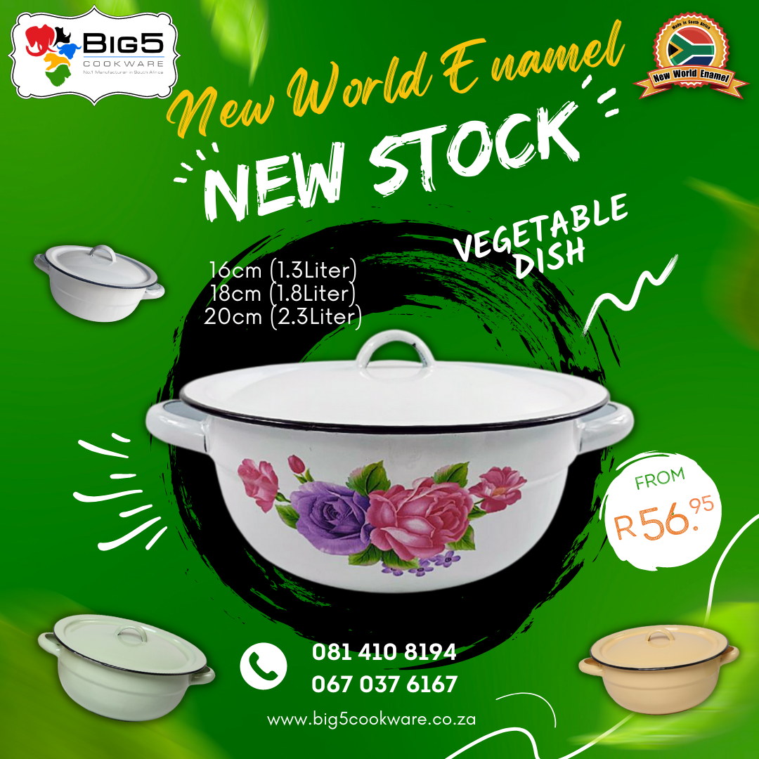 New Stock Ready to Go! New World Enamel Vegetable Dish – Big5 Cookware ...