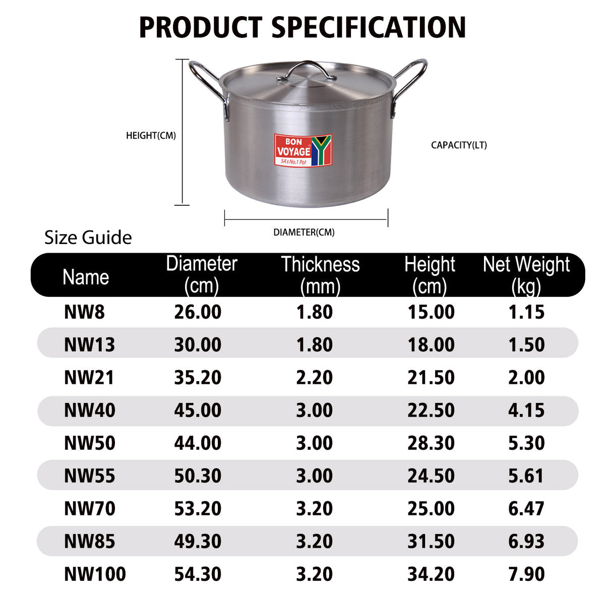 Bon Voyage Extra Heavy Duty Catering Pots — 9 Sizes from 8L to 100L fo ...