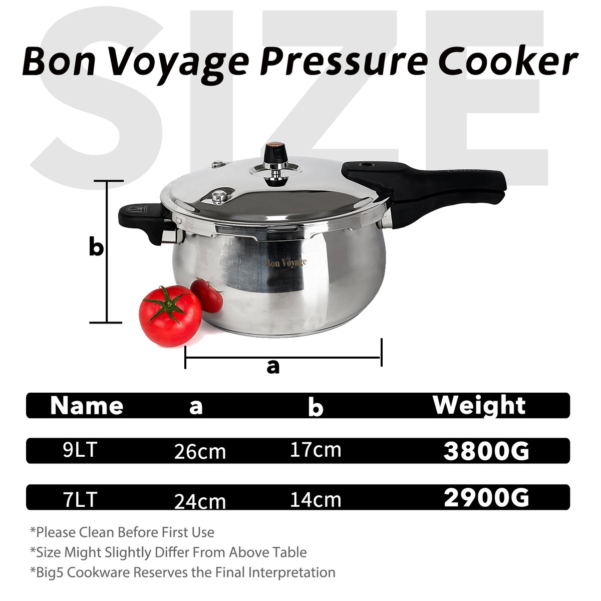 Bon Voyage Stainless Steel Pressure Cooker – Big5 Cookware Factory Shop