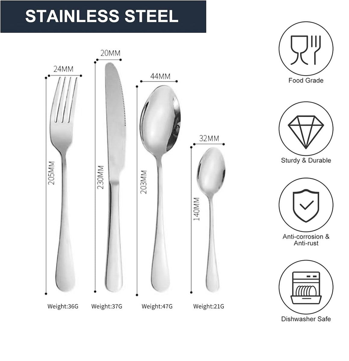 24 Piece Stainless Steel Black Gift Box Cutlery Set – Big5 Cookware