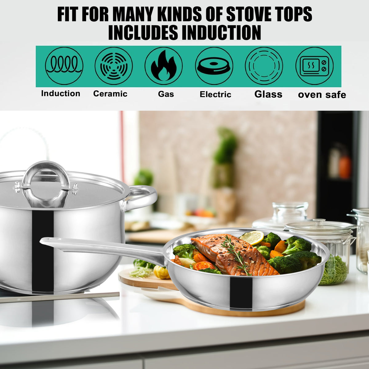 Bon Voyage Gold 11 Piece Stainless Steel Cookware Set – Big5 Cookware ...