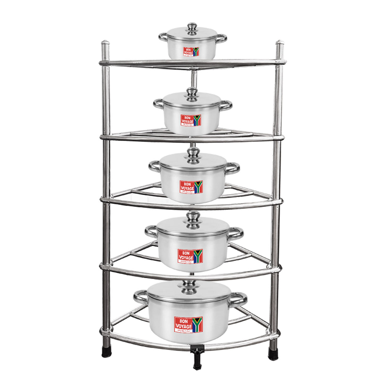 Combo of Bon Voyage Queen 10 Piece Pots Set & 5-Tier Stainless Steel G ...