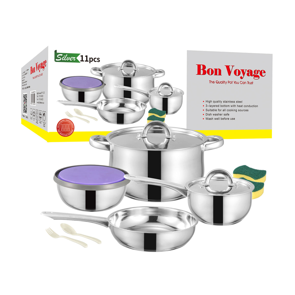 Bon Voyage Gold 11 Piece Stainless Steel Cookware Set – Big5 Cookware ...
