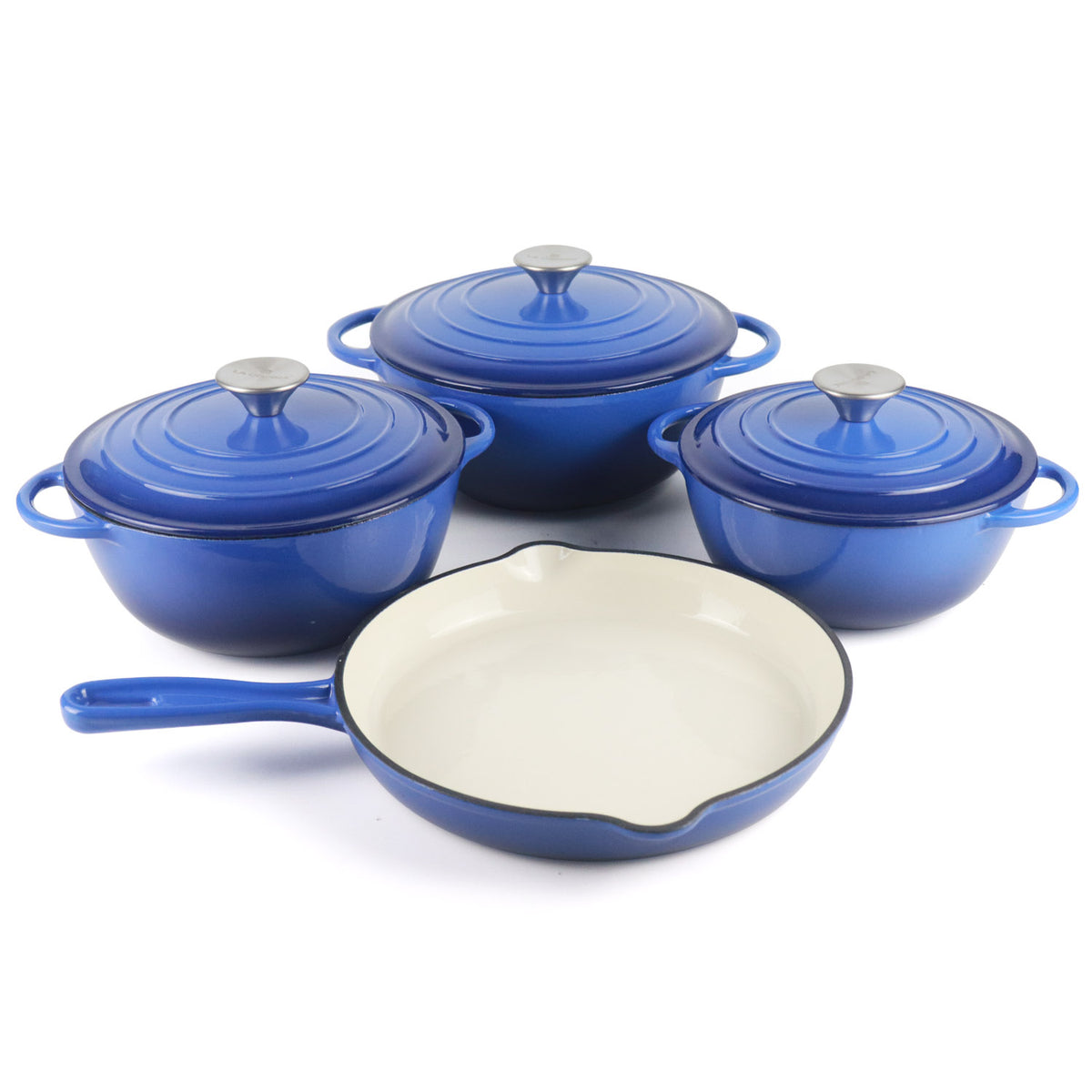 La Cocina 7 Piece Amazon Blue Cast Iron Enamel Cookware Set – Big5 ...