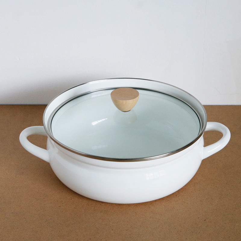 Agate Premier Quality Enamel Shallow Casserole Pot 26cm with boil over ...