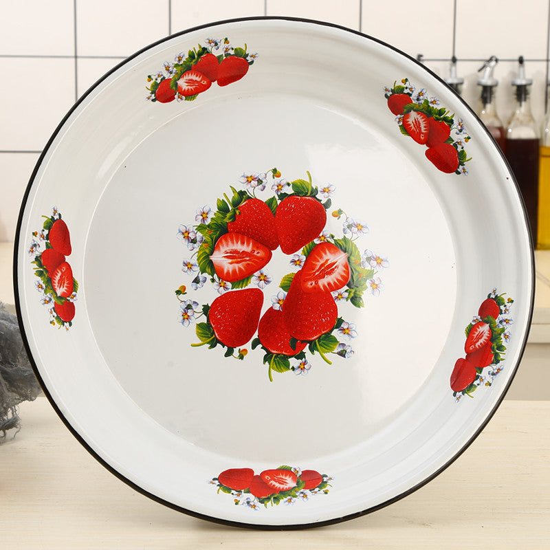 Agate Enamel Food Plate Fruit Plate Serving Tray Decorated 30cm/40cm ...