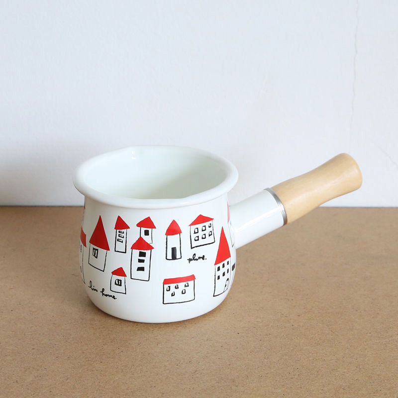 Agate Enamel Saucepan Milk Pan Mini Butter Warmer with Wooden Handle 1 ...