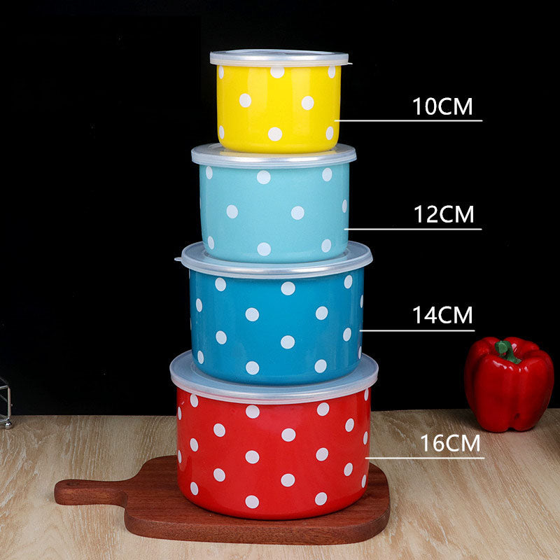 Agate Enamel Round Storage Box Set 8pc (four bowls & four lids)- Tall ...